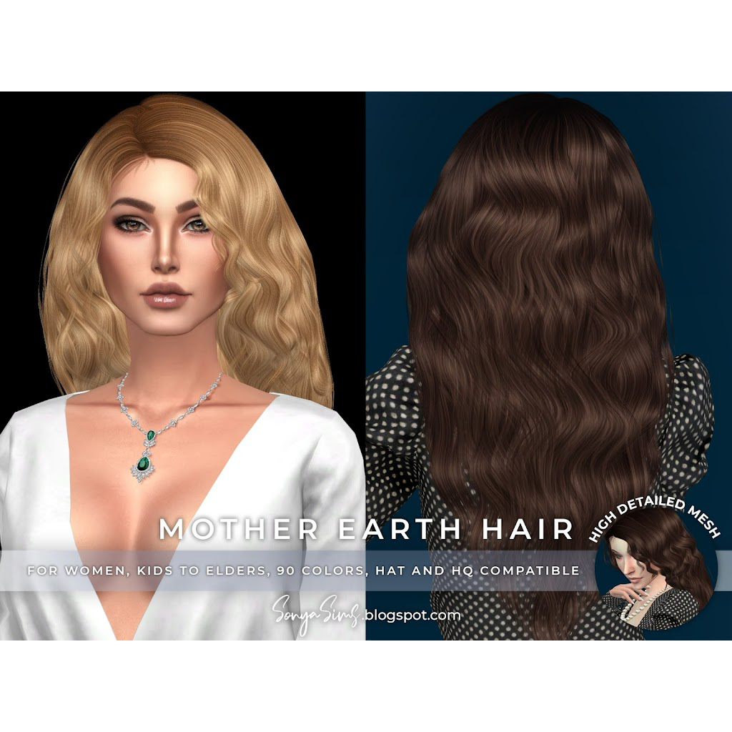 SONYASIMS - MOTHER EARTH HAIR - The Sims 4 Create a Sim - CurseForge