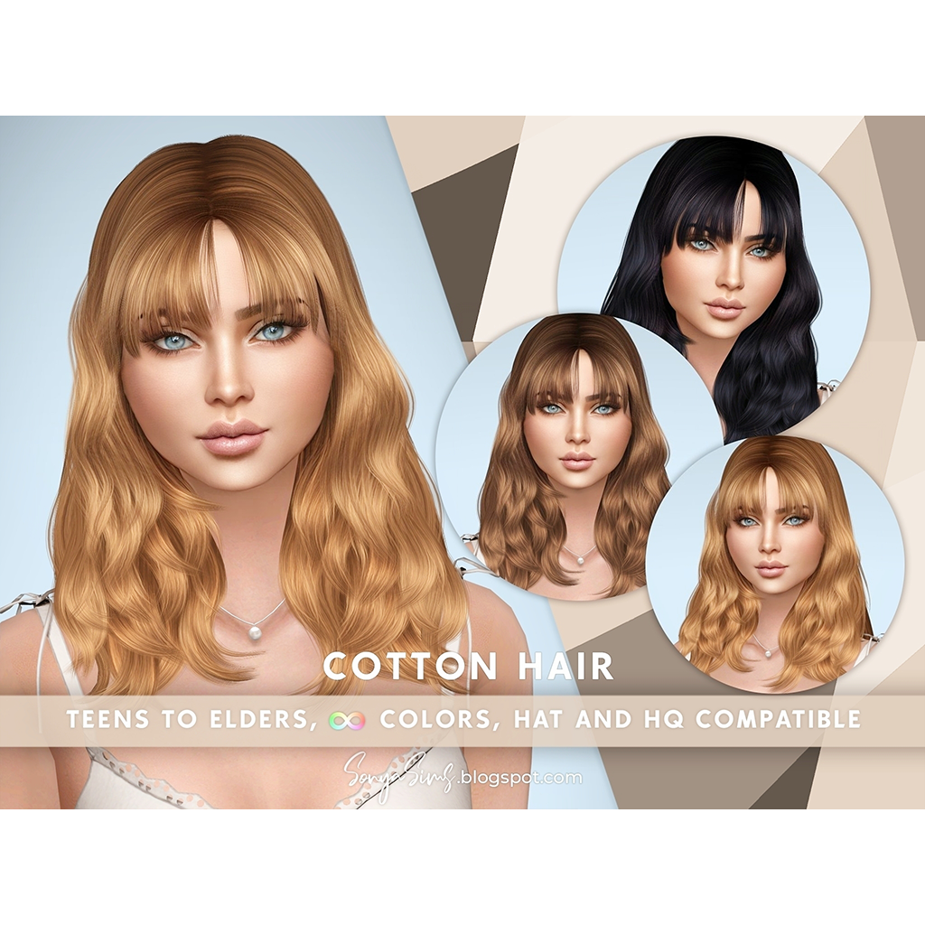 SONYASIMS - COTTON HAIR (2 STYLES INCLUDED WITH AND WITHOUT BANGS ...