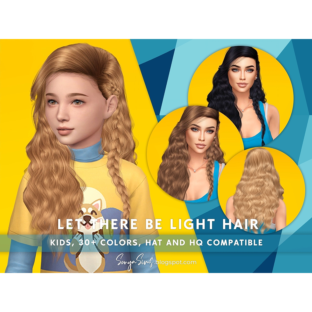 SONYASIMS - LET THERE BE LIGHT HAIR KIDS - The Sims 4 Create a Sim ...