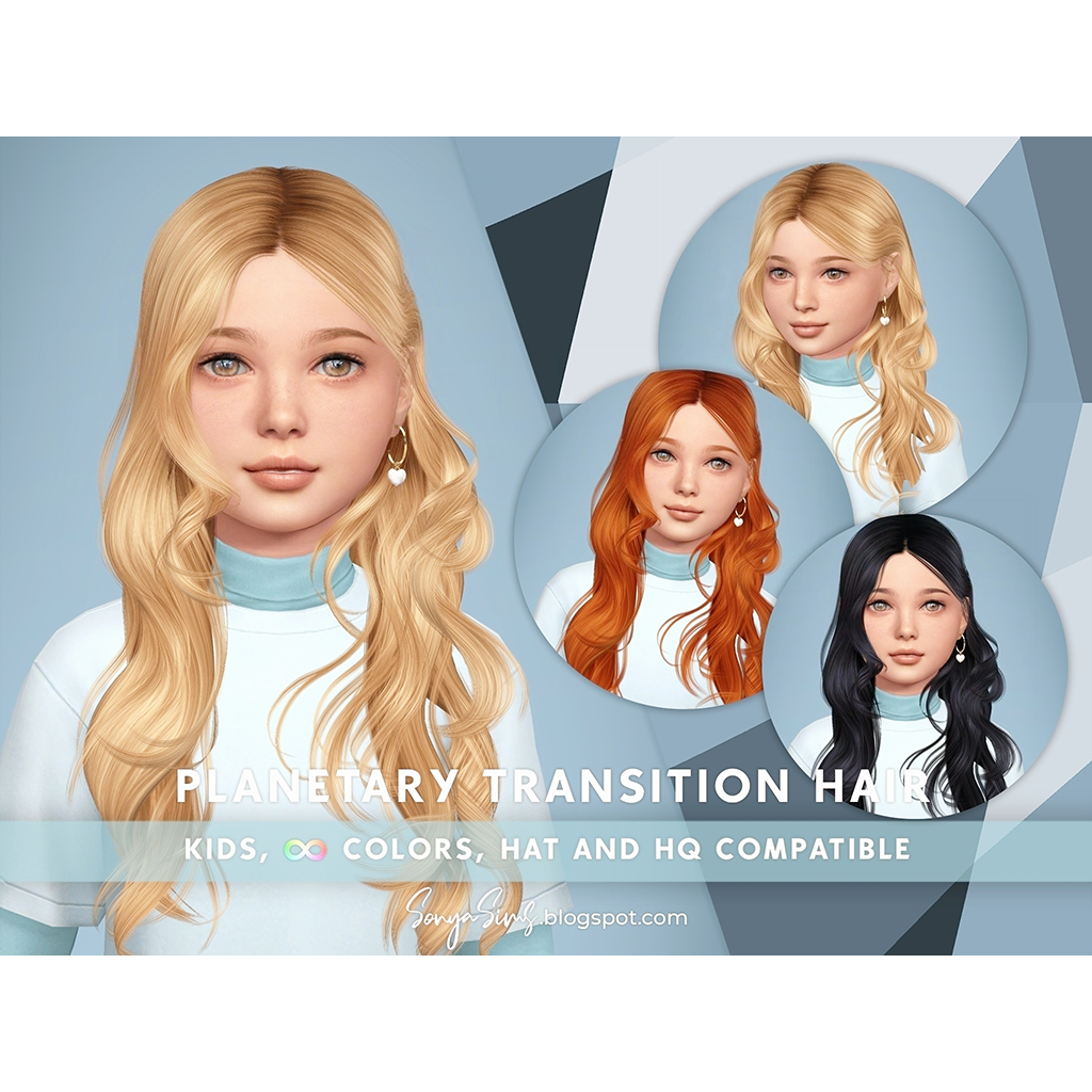 SONYASIMS - PLANETARY TRANSITION HAIR KIDS - The Sims 4 Create a Sim ...