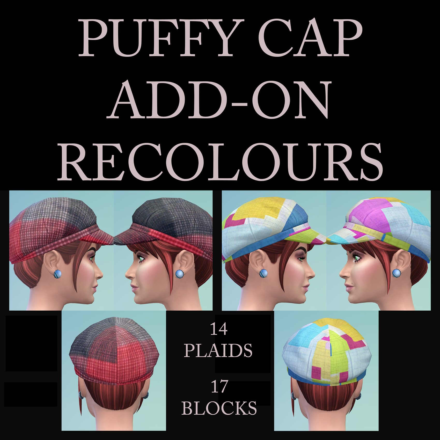 Puffy Cap Add-On Recolours - Files - The Sims 4 Create a Sim - CurseForge