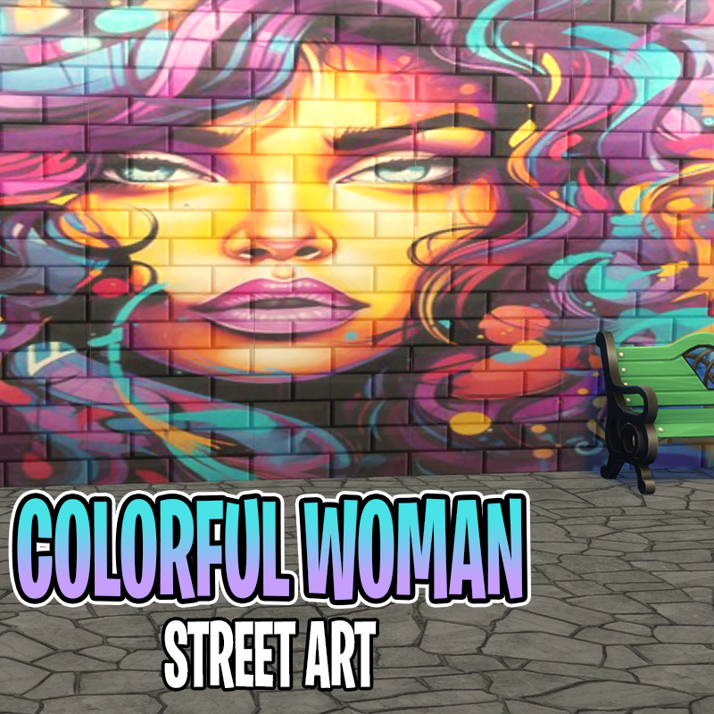 Colorful woman street art Screenshots - Build / Buy - The Sims 4