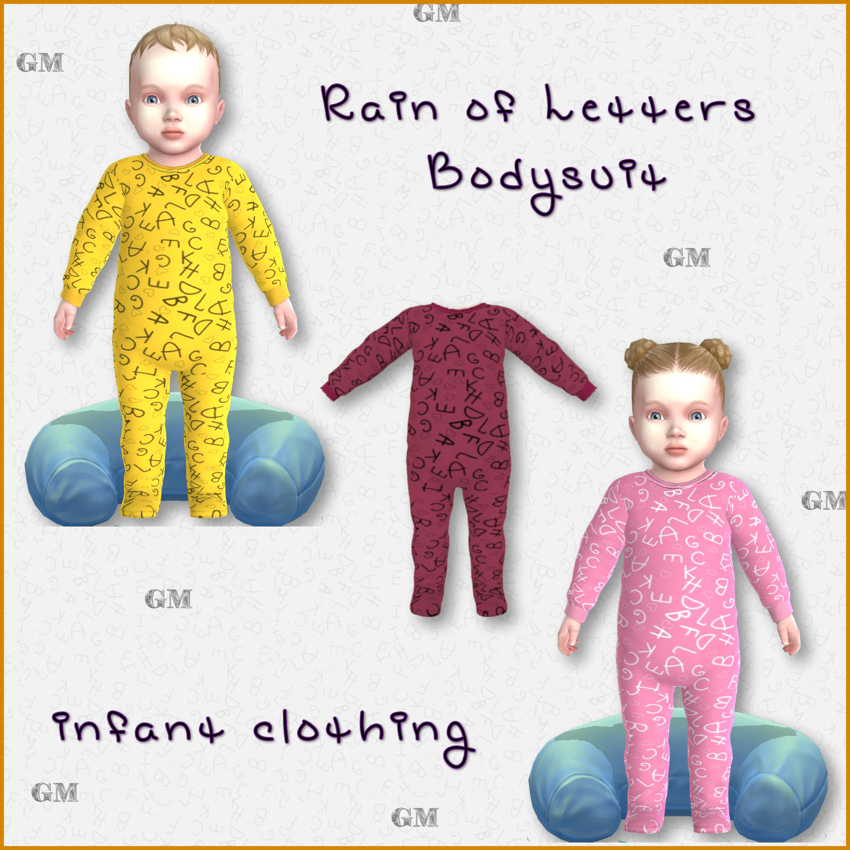 Rain of letters bodysuit clothing for infants - The Sims 4 Create a Sim ...