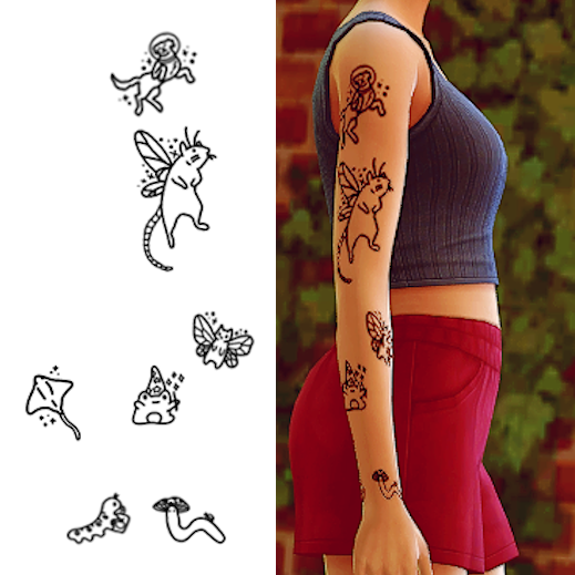 Fantastical Patchwork Tattoo Sleeve - by JimBoblia - The Sims 4 Create ...