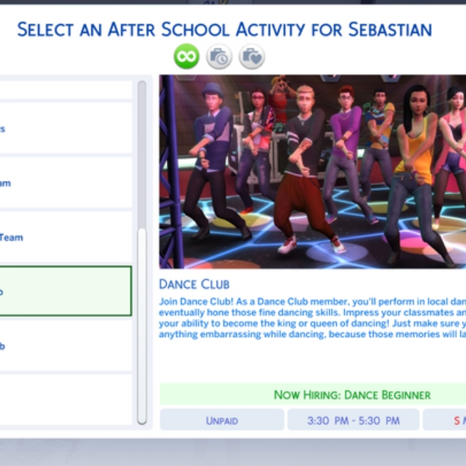 Dance Club School Activityby by kiarasims4mods Spanish translation ...