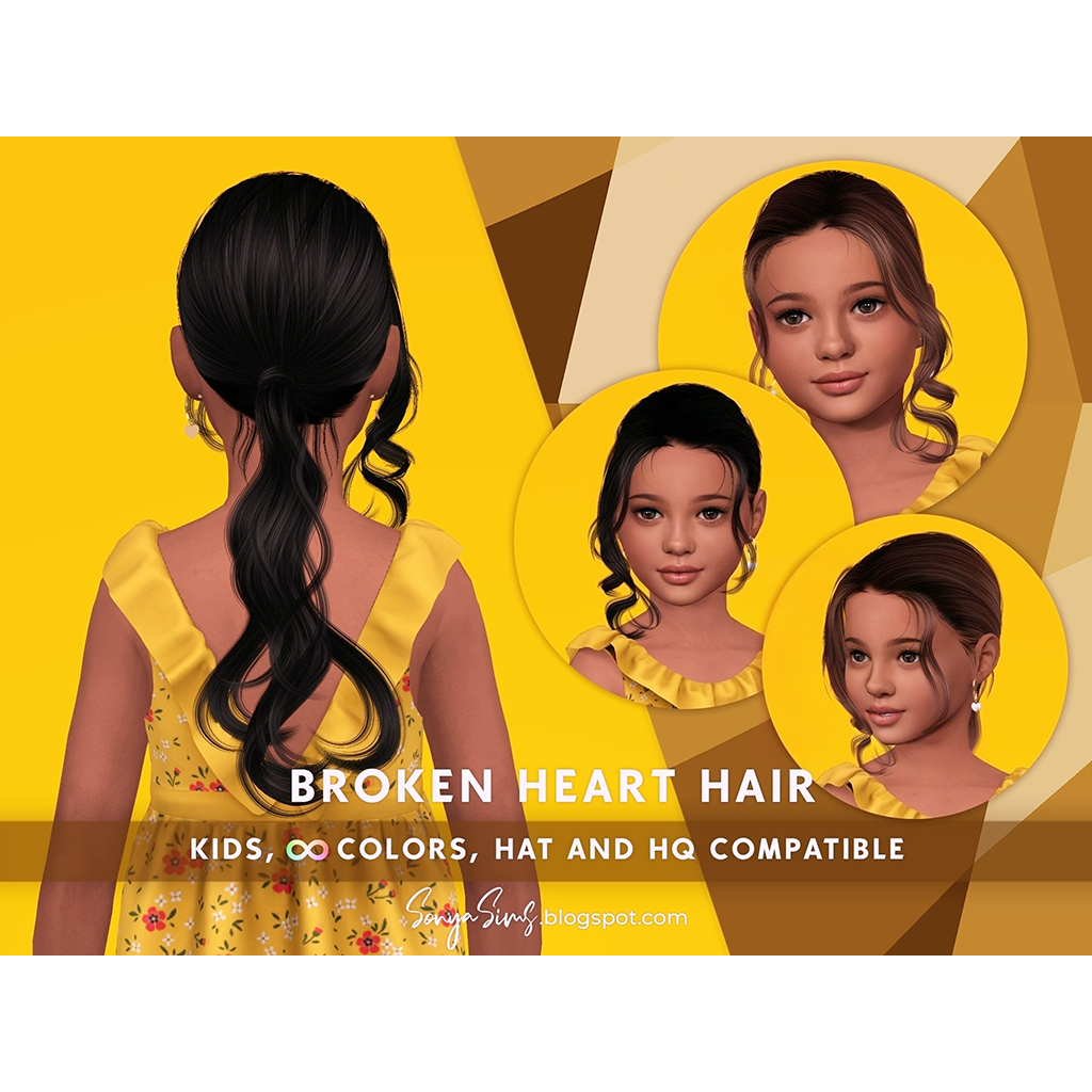 SONYASIMS - BROKEN HEART HAIR KIDS - Files - The Sims 4 Create a Sim ...