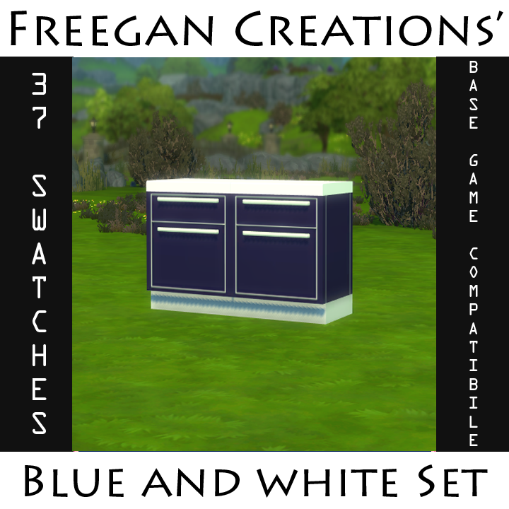 FC-Blue and White-Counter - Build / Buy - The Sims 4