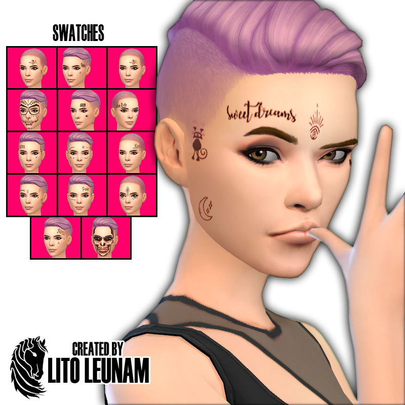 Face tattoo pack by Lito - The Sims 4 Create a Sim - CurseForge