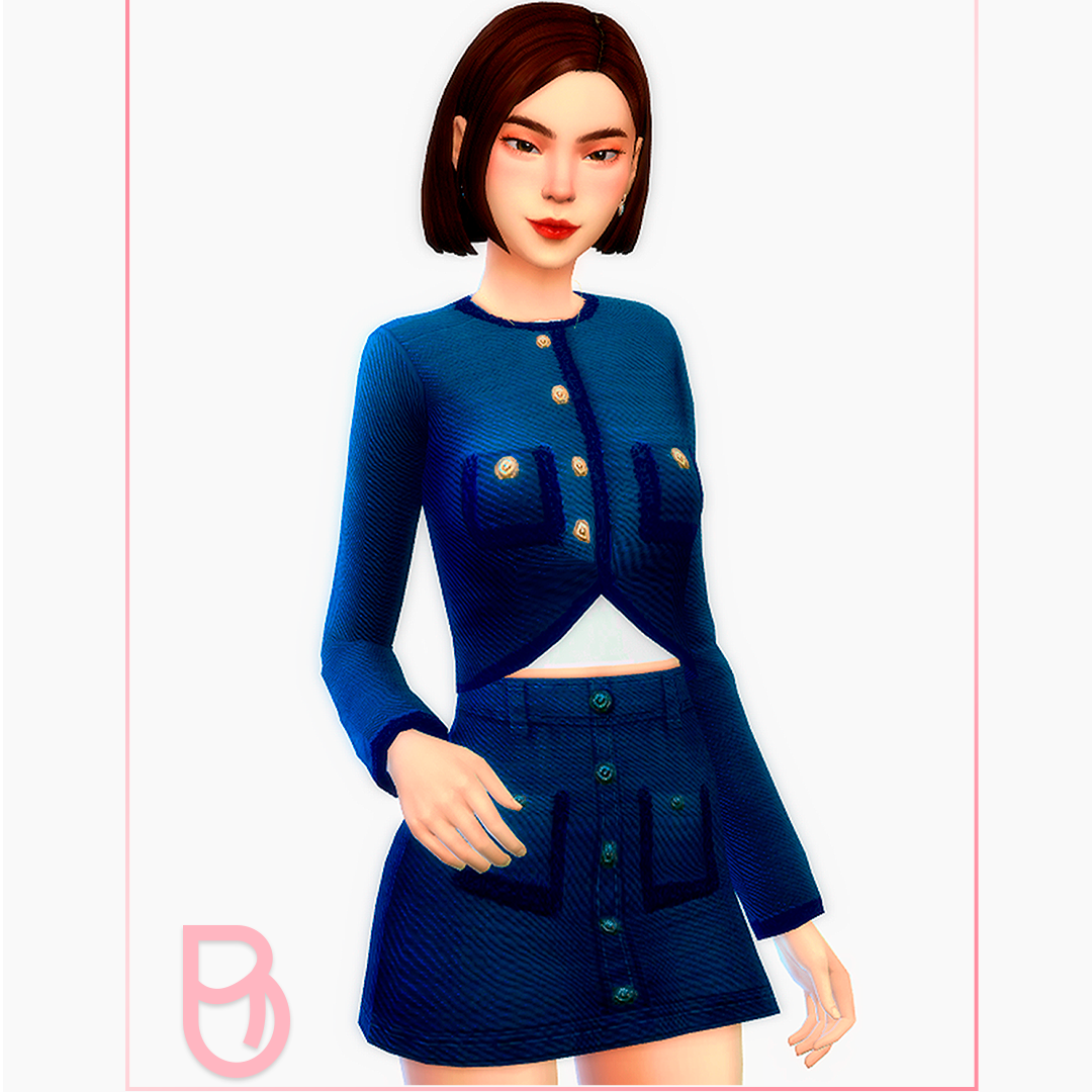 Install Woman Crop Denim Jacket and Skirt - Gaeul - The Sims 4 Mods ...