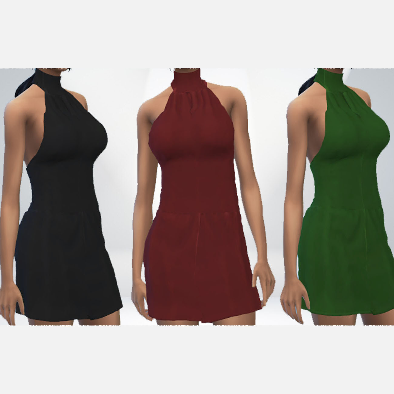 [MishaSims]Give 'Em Glam Black Satin Sleeveless Halter Mini Dress - The ...