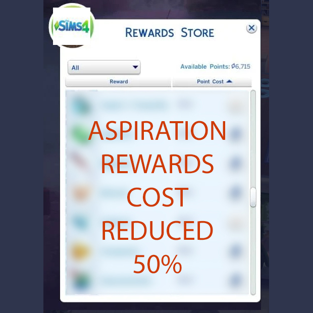 Aspiration Rewards Store Costs Decreased 50 Percent Download - Mods ...