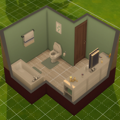 Cluttered (tiny) Green Bathroom - The Sims 4 Rooms / Lots - CurseForge