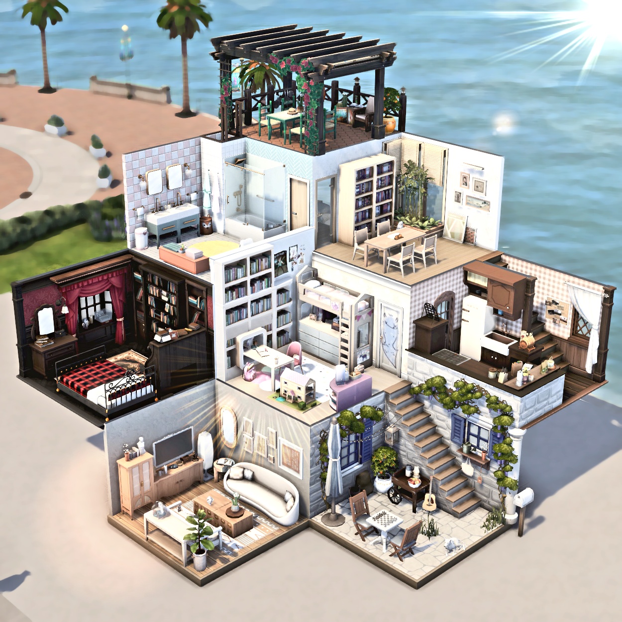 Eight interior design styles in one Honeycomb - The Sims 4 Rooms / Lots ...