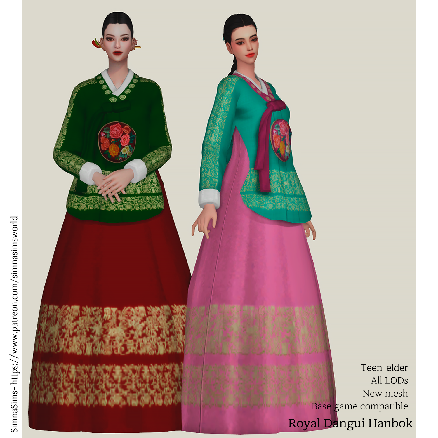 [Simna] Royal Dangui Hanbok Dress - The Sims 4 Create a Sim - CurseForge
