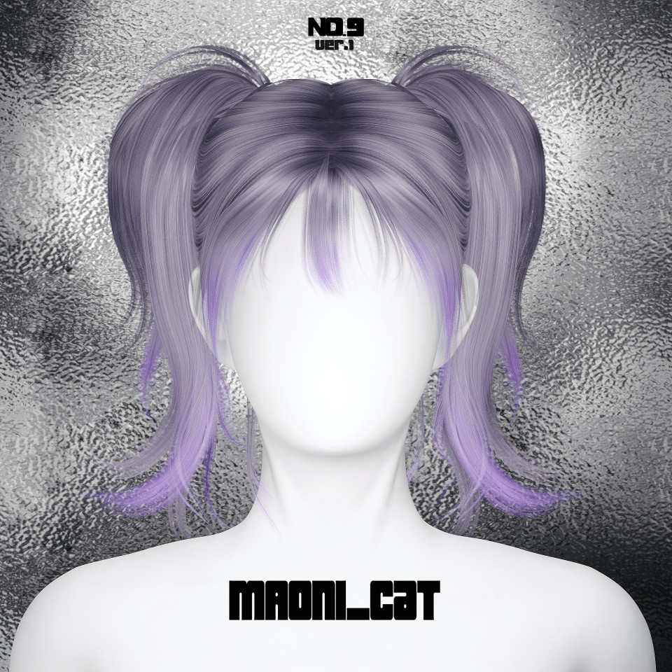 [Maoni_cat]HAIR No.9 Double Ponytail Ver.1 - The Sims 4 Create a Sim ...