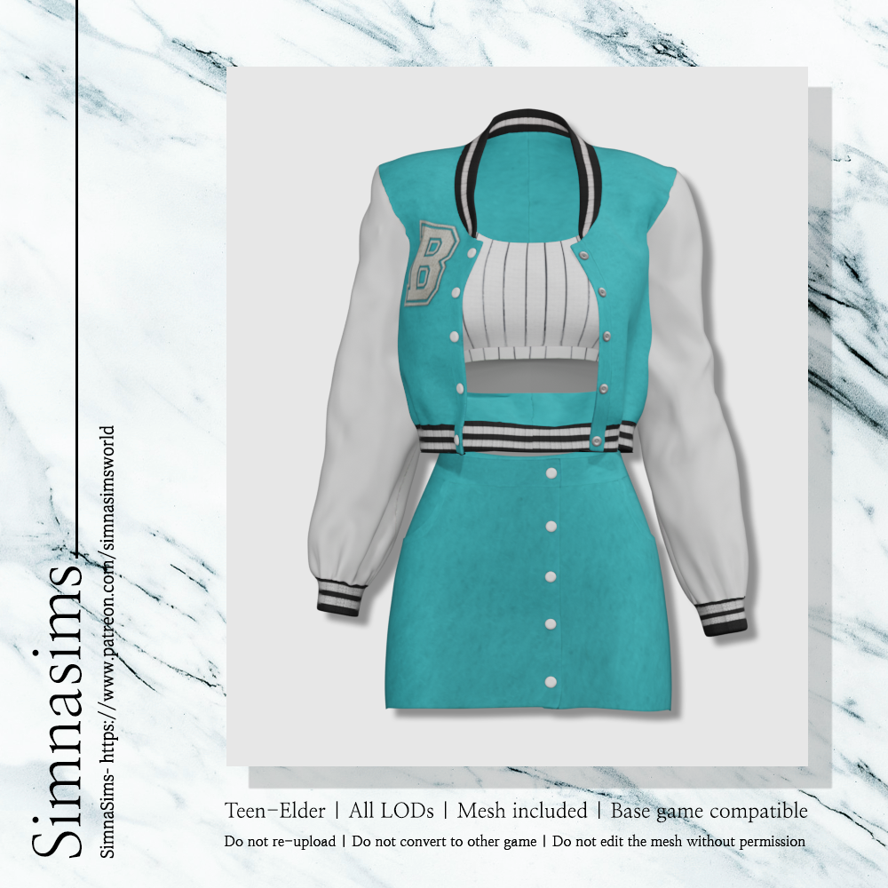 [Simna] Somin cropped varsity jacket outfit - Files - The Sims 4 Create ...