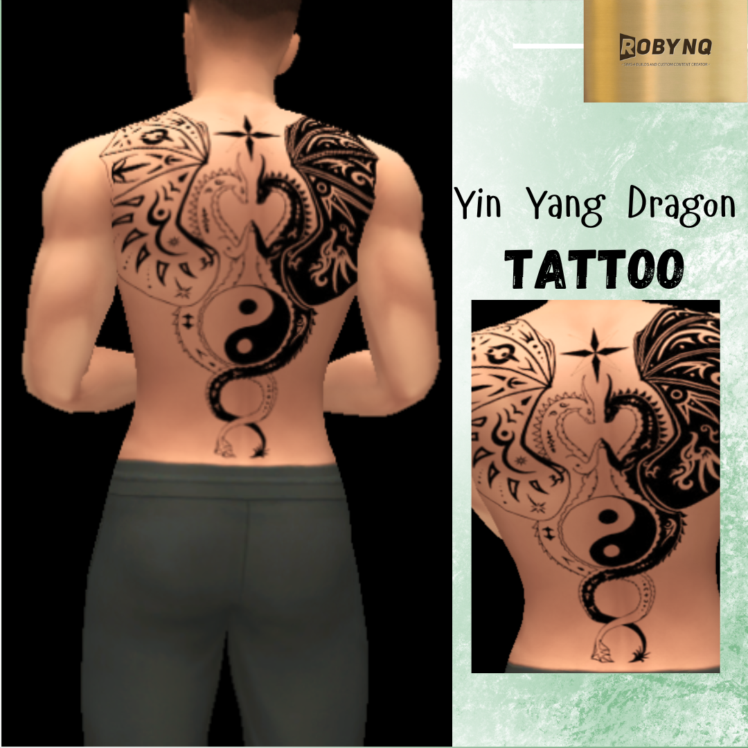 Yin Yang Dragon back tattoo -Base game compatible - The Sims 4 Create a ...