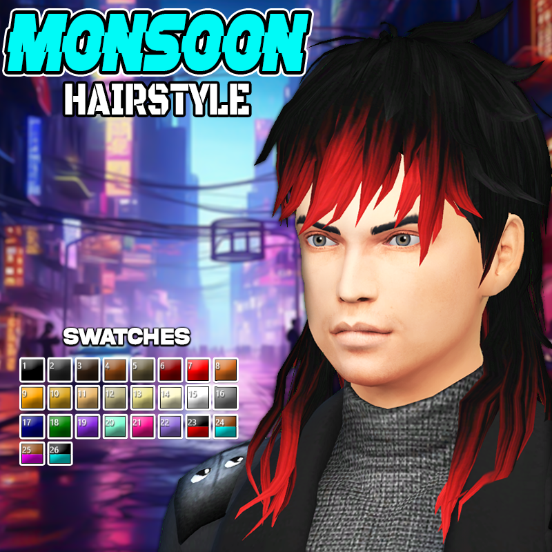 Monsoon hairstyle by Jochi Screenshots - Create a Sim - The Sims 4