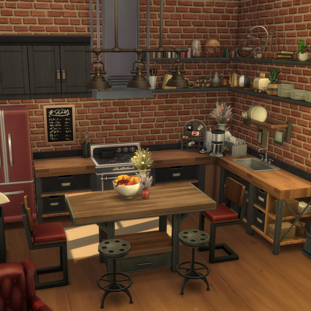 Industrial Red Kitchen - Dependencies - The Sims 4 Rooms / Lots ...