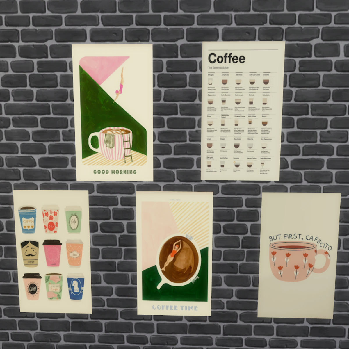 Cute Coffee Shop Posters - Files - The Sims 4 Build / Buy - CurseForge