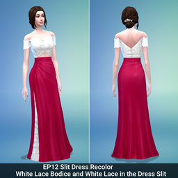 EP12 Slit Dress Recolor White Lace Bodice and White Lace in the Dress ...