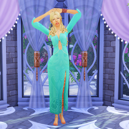 Open Shoulder Dress - -AL-Open Shoulder Dress - The Sims 4 Create a Sim ...