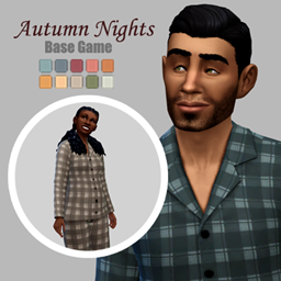 Autumn Nights Plaid & Solid Pajamas - [Base Game] - The Sims 4 Create a ...