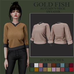 GoldFish Autumn V-Neck Sweater - Files - The Sims 4 Create a Sim ...