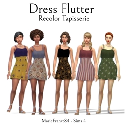 Dress Flutter// Recolor motifs Tapisserie - The Sims 4 Create a Sim ...