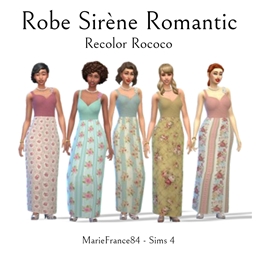 Robe Sirène Romantic//Recolor motifs Rococo - The Sims 4 Create a Sim ...