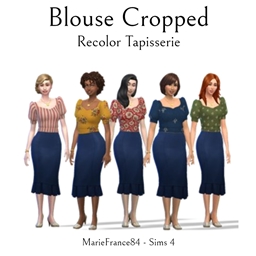 Blouse Cropped//Recolor motifs Tapisserie - The Sims 4 Create a Sim ...