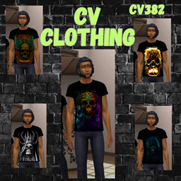 clothing cv382 skulls on black t-shirt ( base game compatible ) - The ...