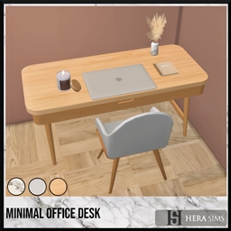 Minimal wood - marble office desk - The Sims 4 Build / Buy - CurseForge
