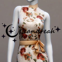 Belted Satin Dress in Romantic Floral patterns - The Sims 4 Create a ...
