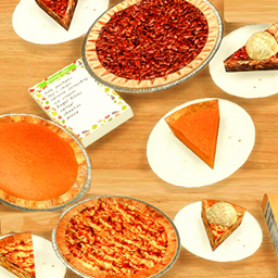 Pecan Pie, Caramel Apple Pie, Pumpkin Pie with Vanilla Ice Cream Custom ...