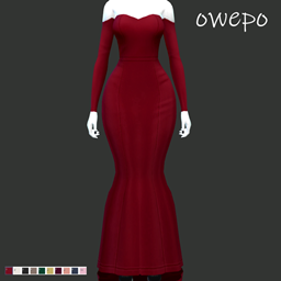 Scarlet Elegance - Off-Shoulder Gown - The Sims 4 Create a Sim - CurseForge