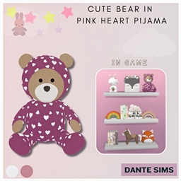 Cute teddy bear in pink heart pajamas - Cute teddy bear in pink heart ...