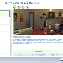 CAREER professional athlete kiarasims4mods translation to Portuguese ...