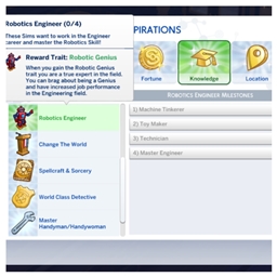 Robotics Engineer Aspiration by kiarasims4mods Spanish translation ...