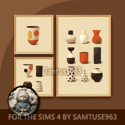 HQ Minimalist Pottery Painting 3 Piece Set #1 Extra F Samtuse963 - The Sims 4 Build / Buy ...