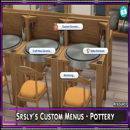 Srsly's Custom Menus - Pottery por SrslySims / Translated to Spanish by ...