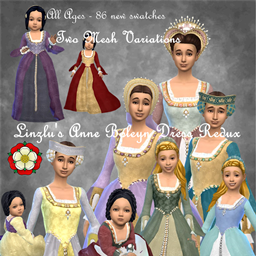 Linzlu's Anne Boleyn Dress Redux for All Ages - 2 versions - The Sims 4 ...