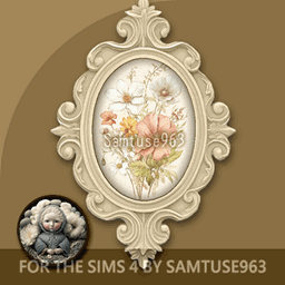 HQ Ornate Oval Frame Painting Flower Sketch #1 Sellable Samtuse963 - Files - The Sims 4 Build ...