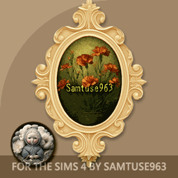 HQ Ornate Oval Frame Flower Oil Painting #1 Sellable Samtuse963 - Files - The Sims 4 Build / Buy ...