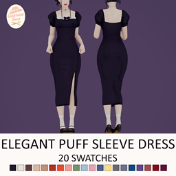 Elegant Puff Sleeve Dress - Gallery - The Sims 4 Create a Sim - CurseForge