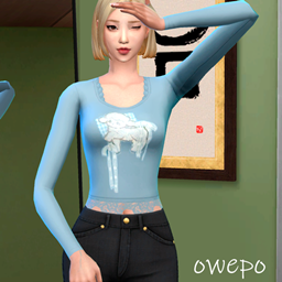 Dreamy Lamb Long-Sleeve Top – Soft Pastel Fashion for Your Sims 🐑💙🌸 ...