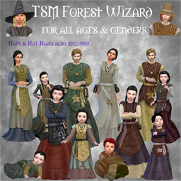 TSM Forest Wizard & Witch outfits & hats for all ages - Set - The Sims ...