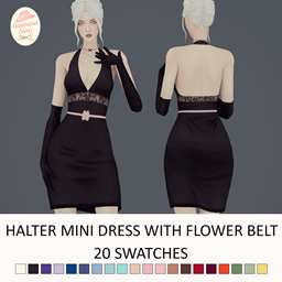 Halter Mini Dress with Flower Belt - The Sims 4 Create a Sim - CurseForge
