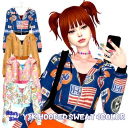 C / Y2K Hooded sweat 4color - Gallery - The Sims 4 Create a Sim ...