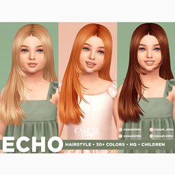 CasualSims - Echo hairstyle Children - LEFT (No Bangs) - The Sims 4 ...